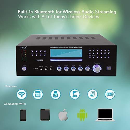 4-Channel Wireless Bluetooth Power Amplifier - 1000W Stereo Speaker Ho ...
