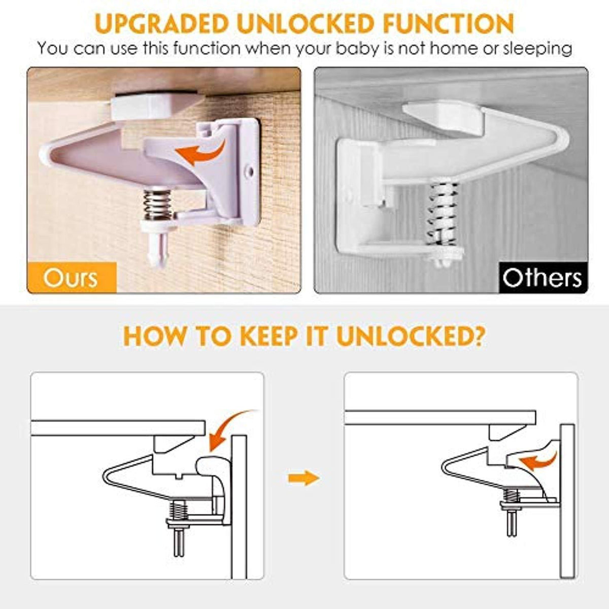 Cabinet Locks Child Safety Latches - 12 Pack Baby Proofing Cabinets Lo ...