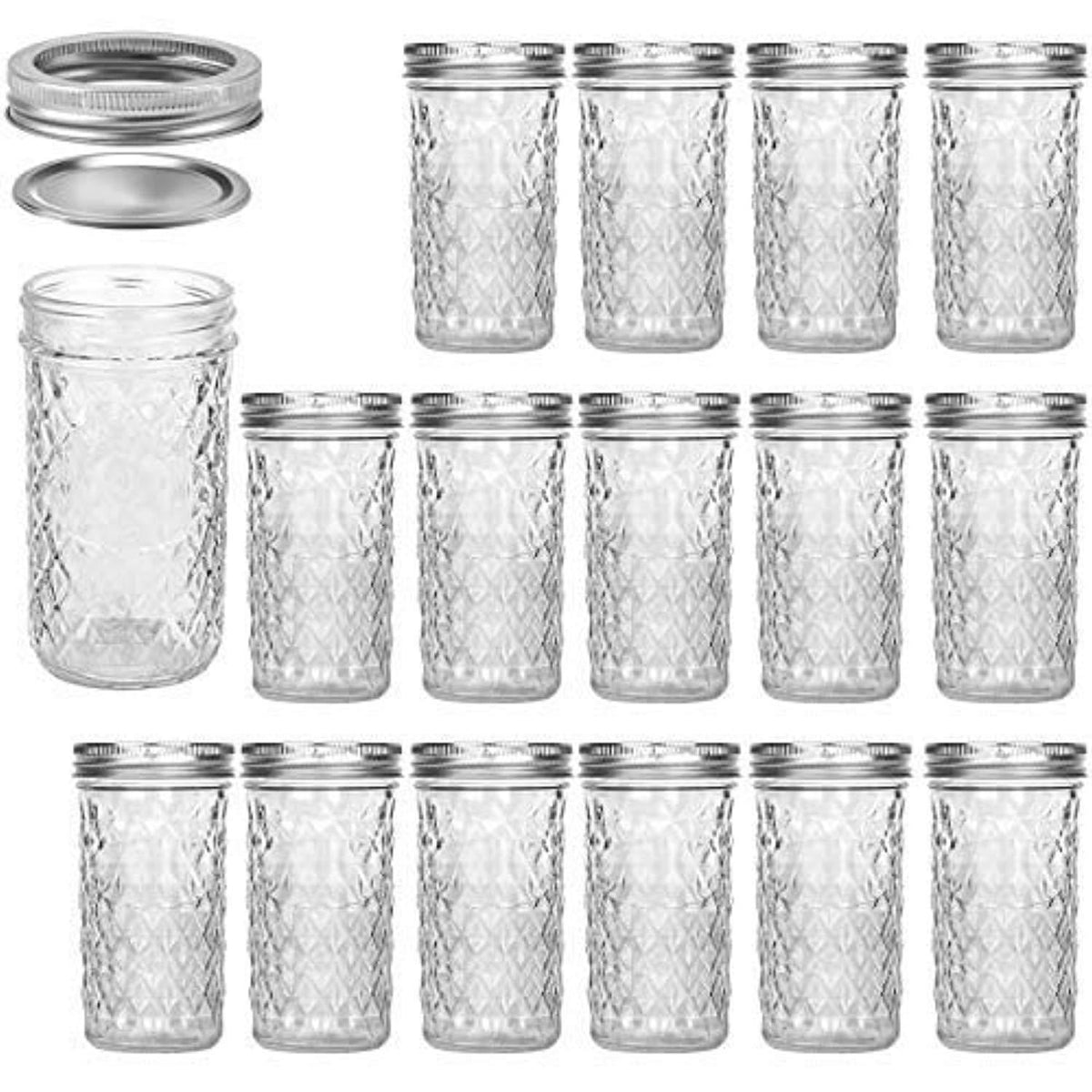 Mason Jars 12 OZ, VERONES Canning Jars Jelly Jars With Regular Lids an ...