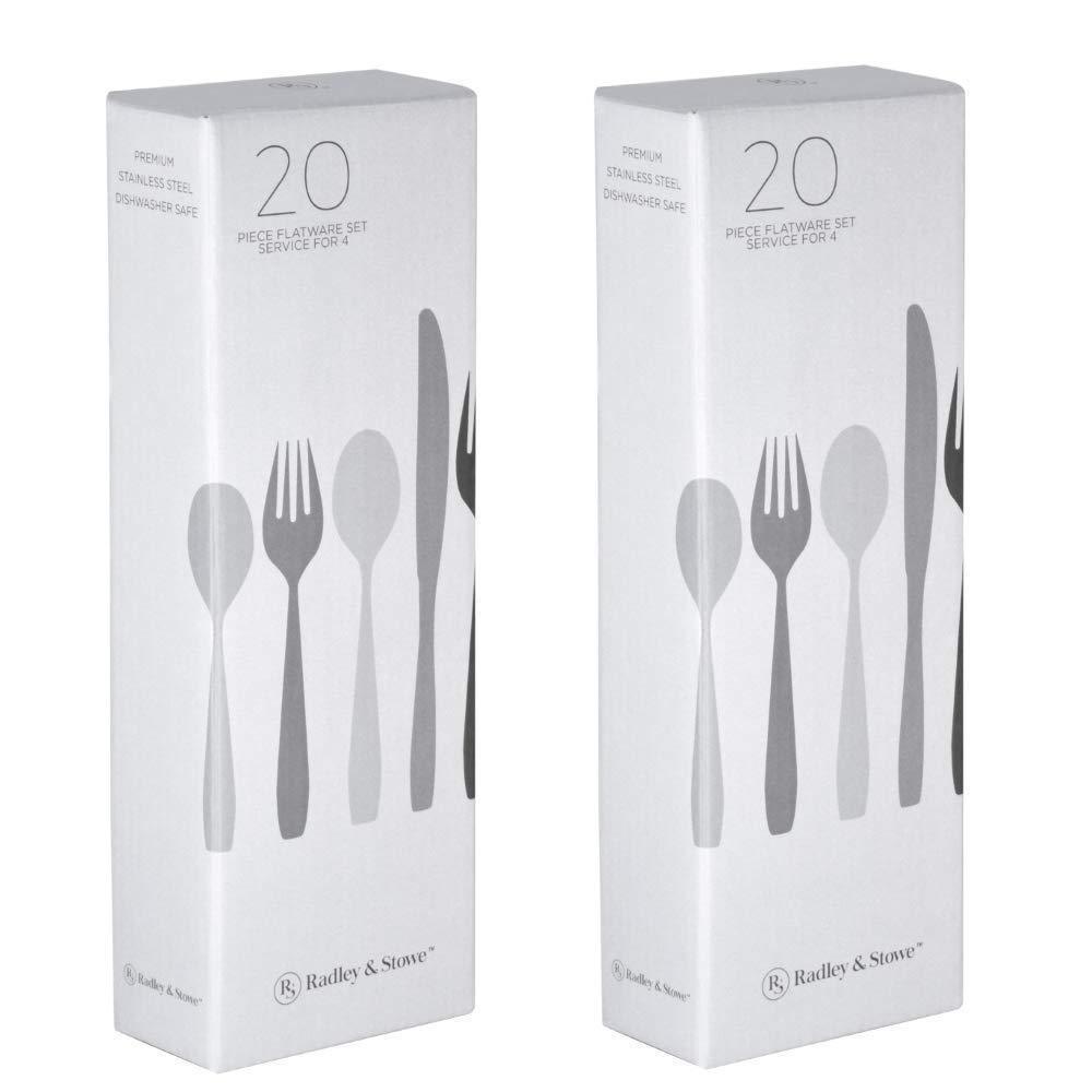 Radley & Stowe 20-Piece Flatware Solid Stainless Steel Silverware Set ...