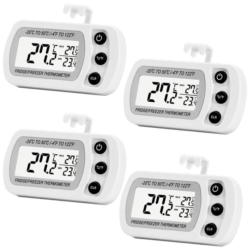4 Pack Digital Refrigerator Freezer Thermometer,Max/Min Record Functio ...