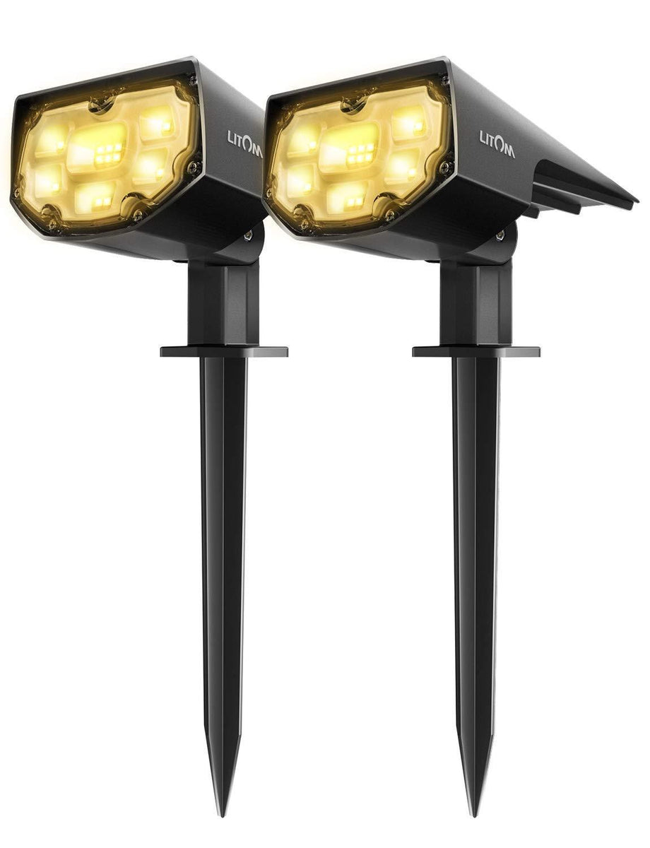 LITOM 12 LED Solar Landscape Spotlights, IP67 Waterproof Solar Powered ...