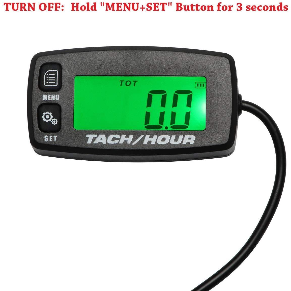 Backlit Upgraded Tach Maintenance RPM Hour Meter Tachometer Searon for ...