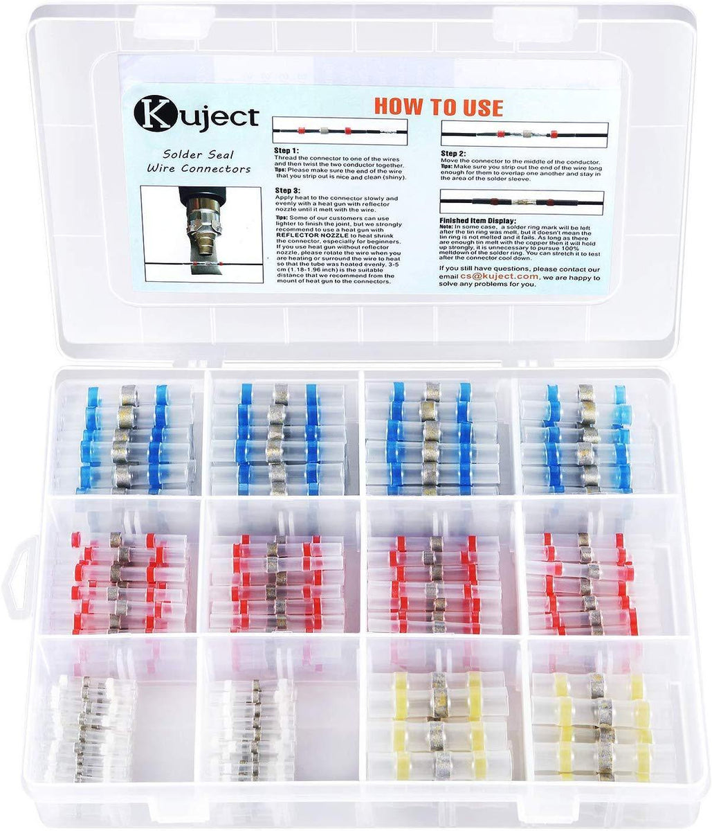 Kuject 120PCS Solder Seal Wire Connectors, Self-Solder Heat Shrink But ...
