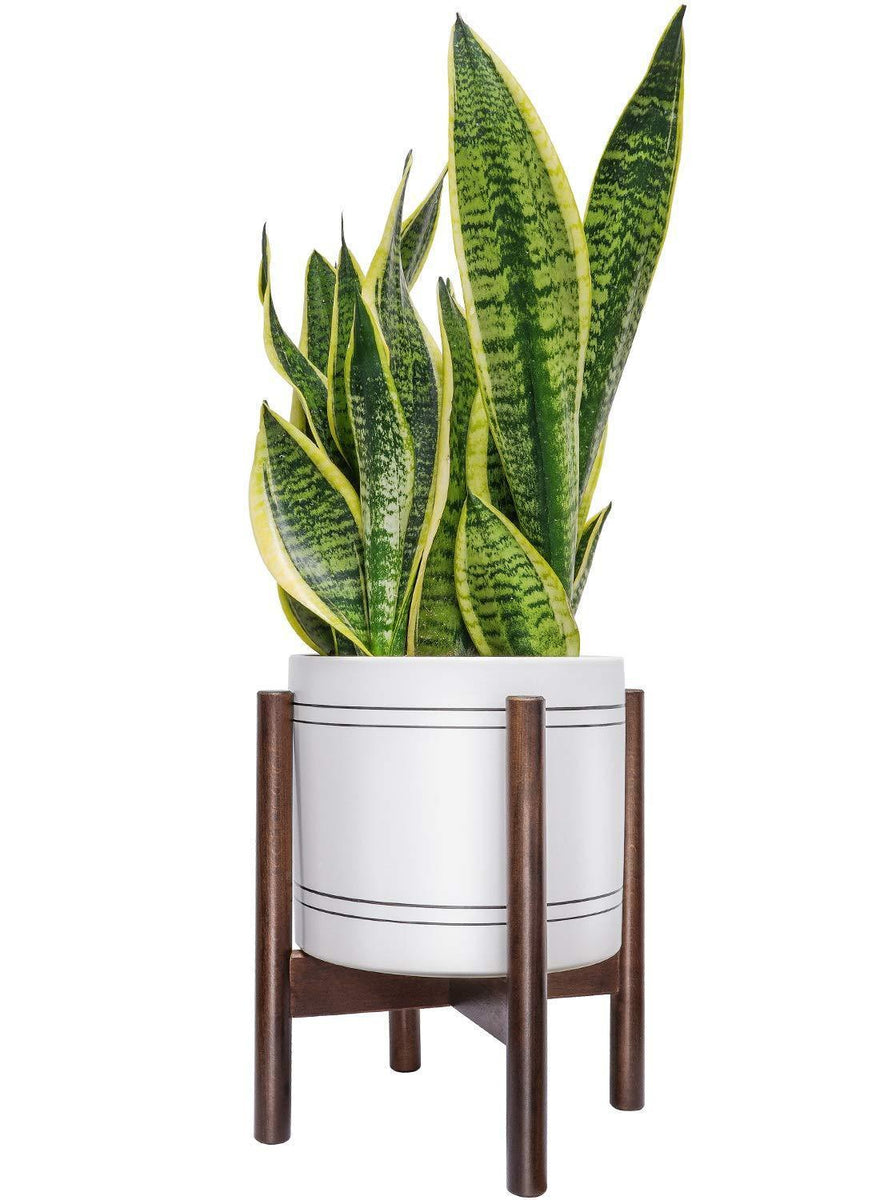 Mid Century Plant Stand - Up to 10'' Flower Pot, Wood Indoor Planter H ...