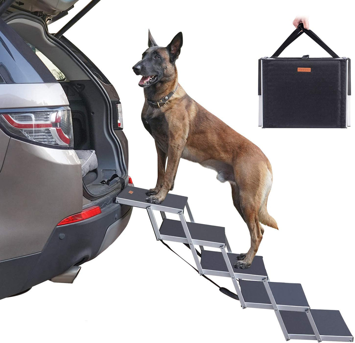 Niubya Folding Car Dog Steps Stairs, Lightweight Aluminum Portable 5 S ...