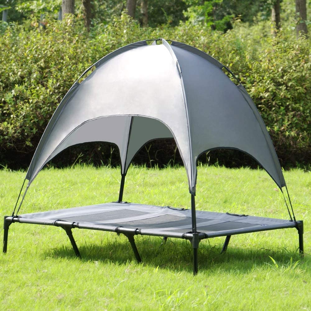 Niubya 48 Inches XLarge Elevated Dog Cot with Canopy, Durable 1680D Ox ...