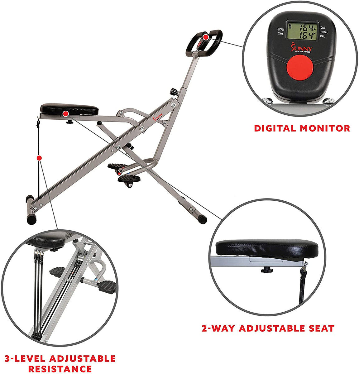 Sunny Health & Fitness Squat Assist Row-N-Ride Trainer for Squat Exerc ...