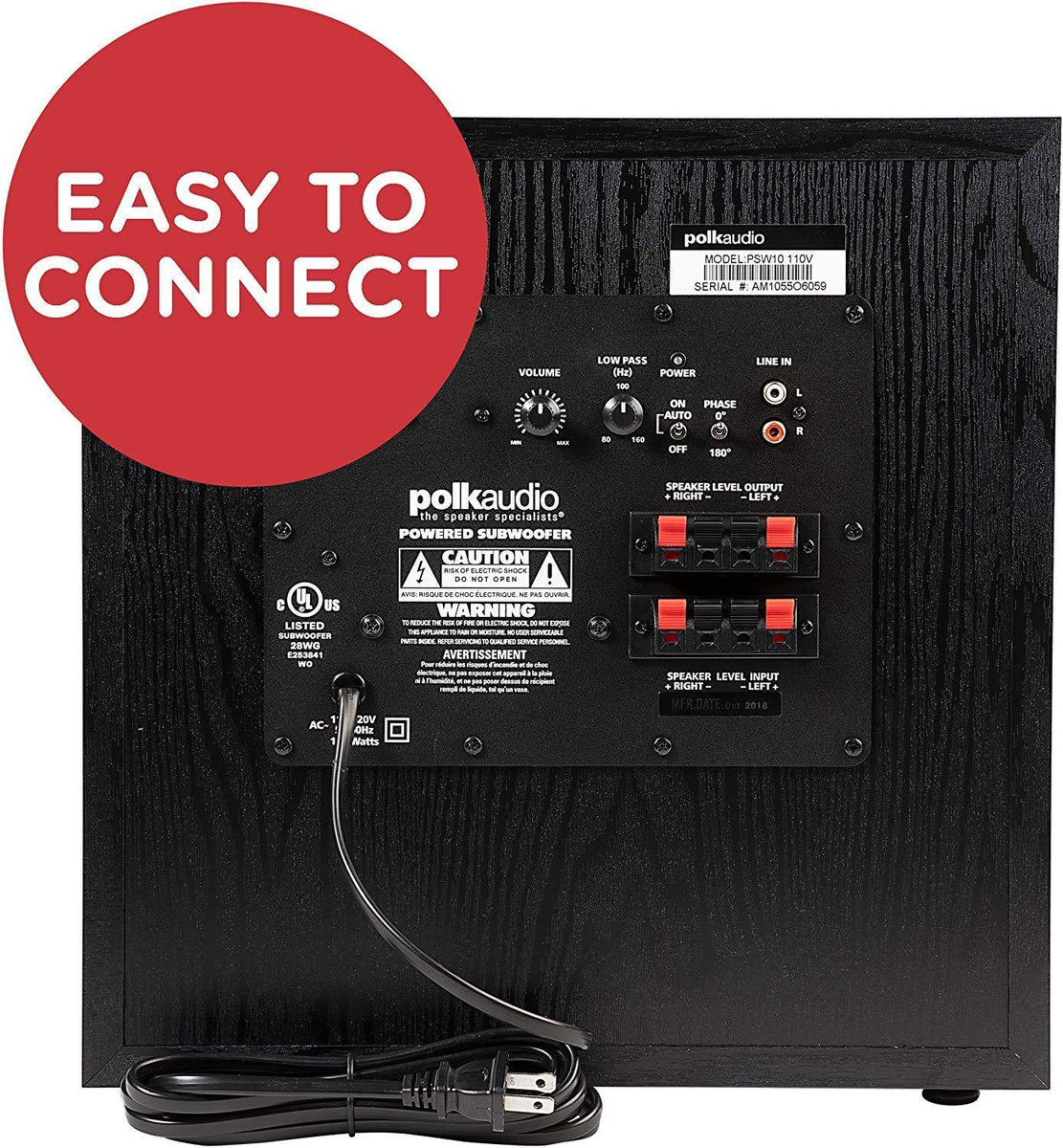 Polk Audio PSW10 10" Powered Subwoofer - Featuring High Current Amp an ...